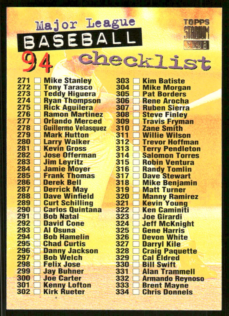 1994 Stadium Club Golden Rainbow #269 Checklist 1-135 | eBay