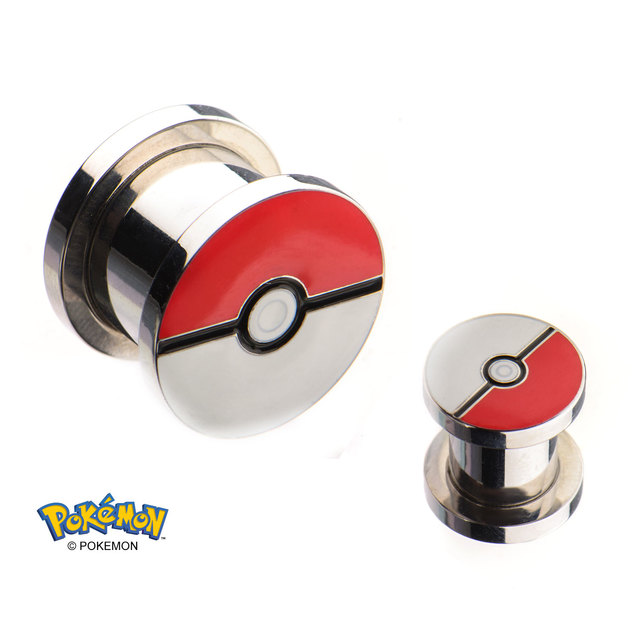 Pokeball Steel Screw-Fit Plug - 5/8" - Pokemon Jewelry - Collector's ...