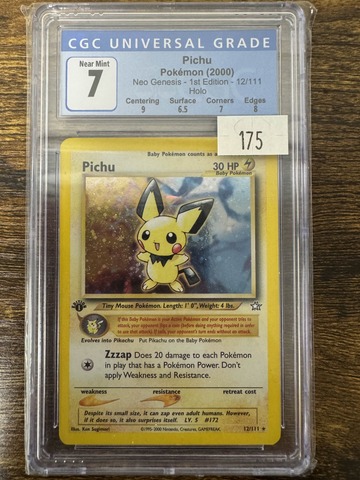 2000 Pokemon Neo Genesis 1st Edition 12 Pichu CGC 7 3787095006 - Graded ...